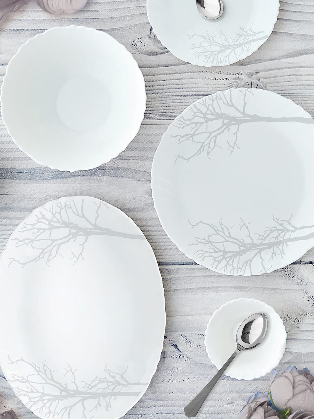 Buy Cello Imperial Winter Frost Opalware 13 Pieces White Dinner Set - Dinner Set for Unisex ...