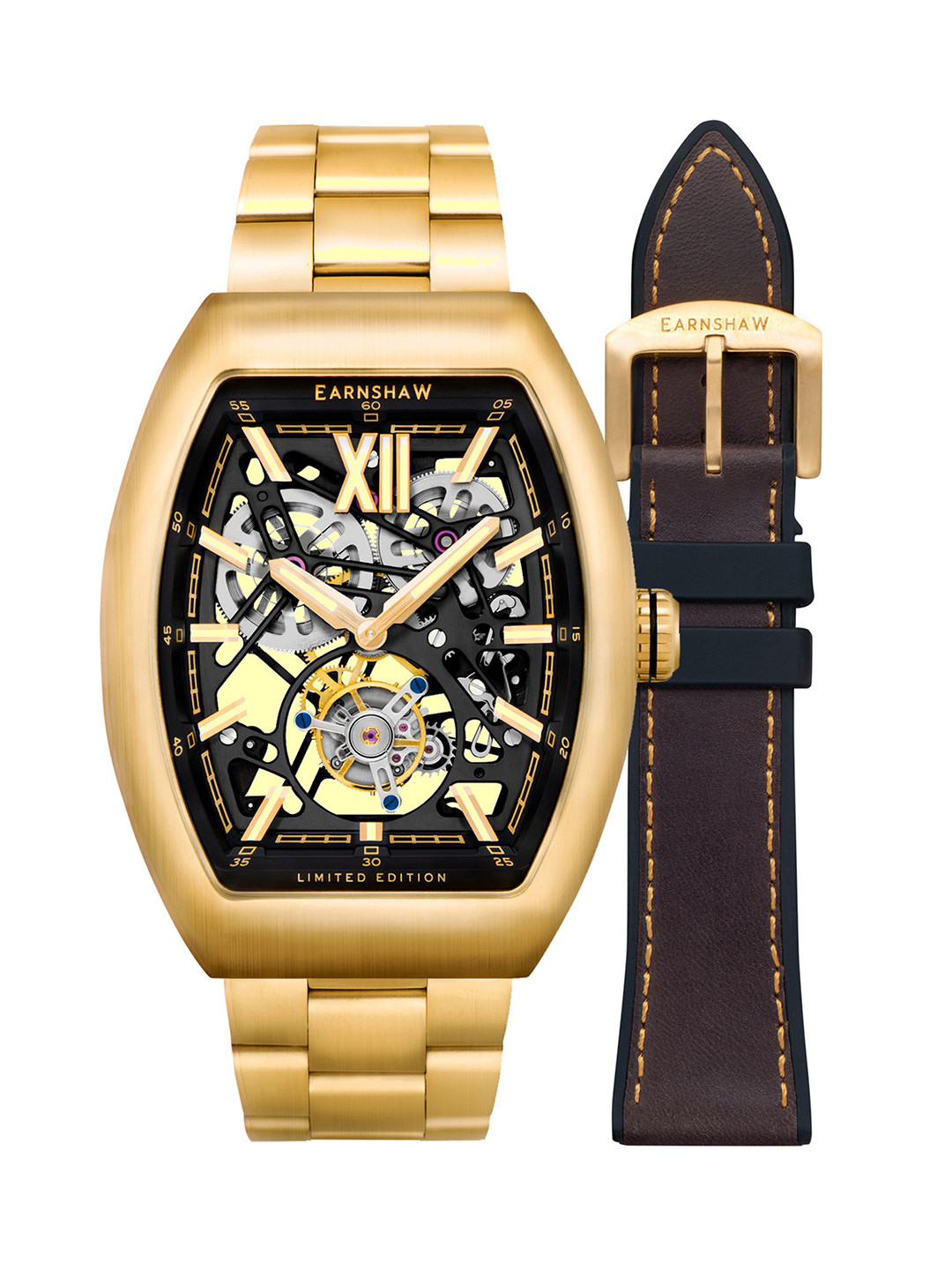 Buy EARNSHAW Men Brass Dial & Stainless Steel Straps Analogue Watch ES ...