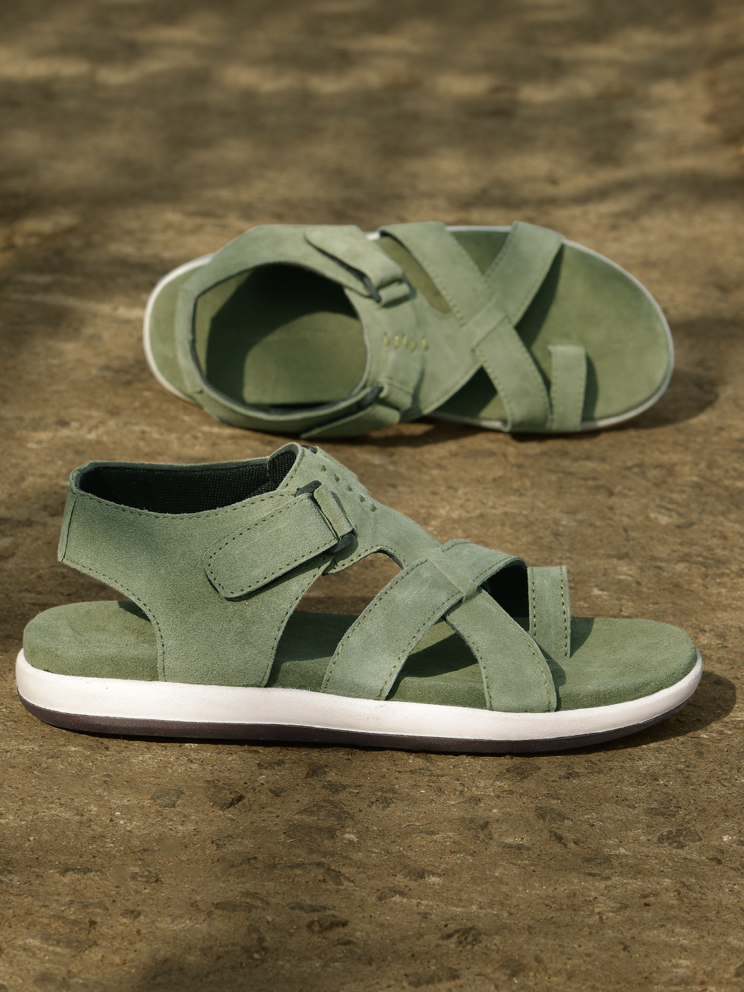 Buy Roadster Men Olive Green Comfort Sandals - Sandals for Men 2366521 ...