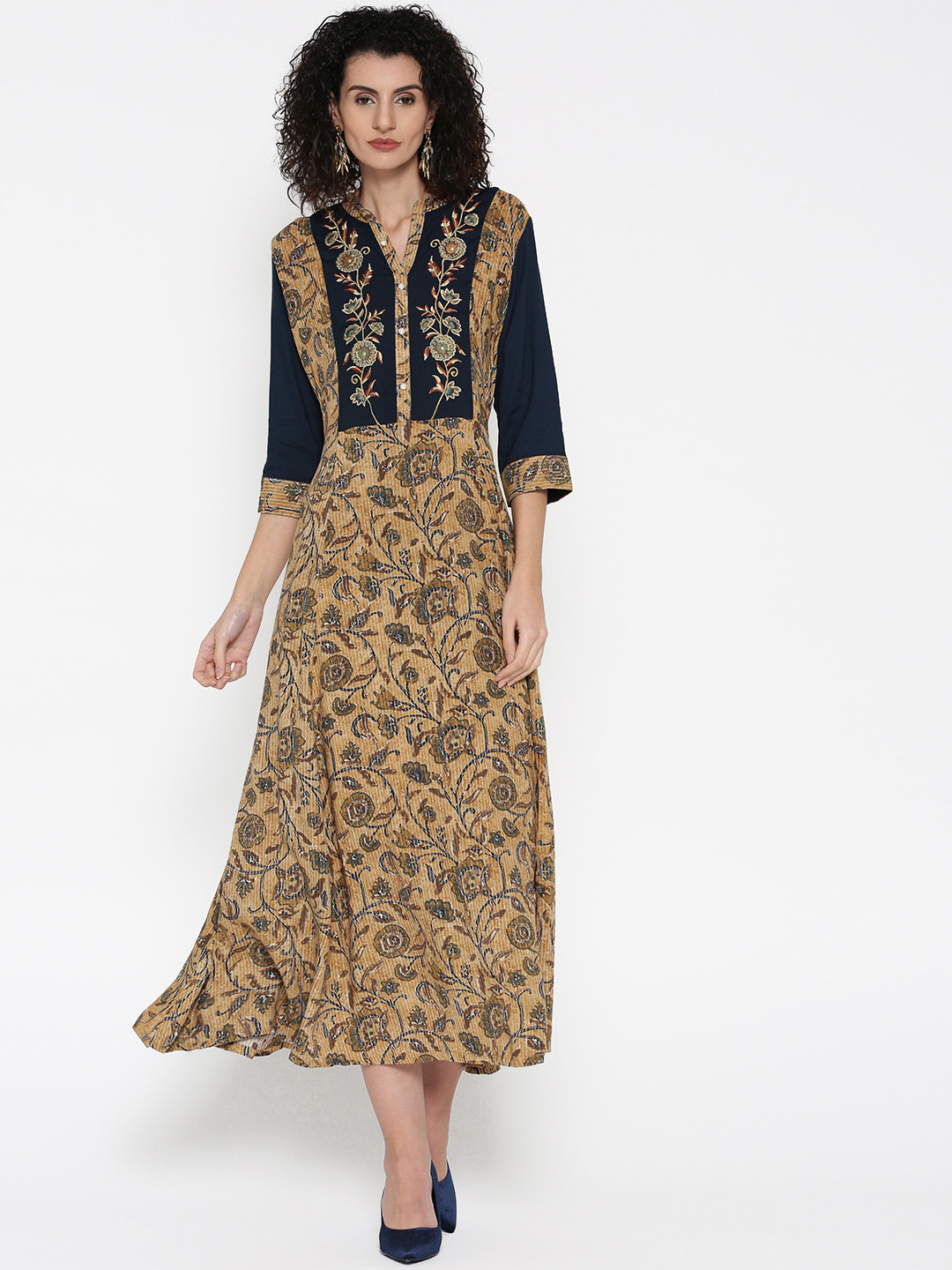 Buy Shree Women Beige Printed Maxi Dress - Dresses for Women 2366717 ...