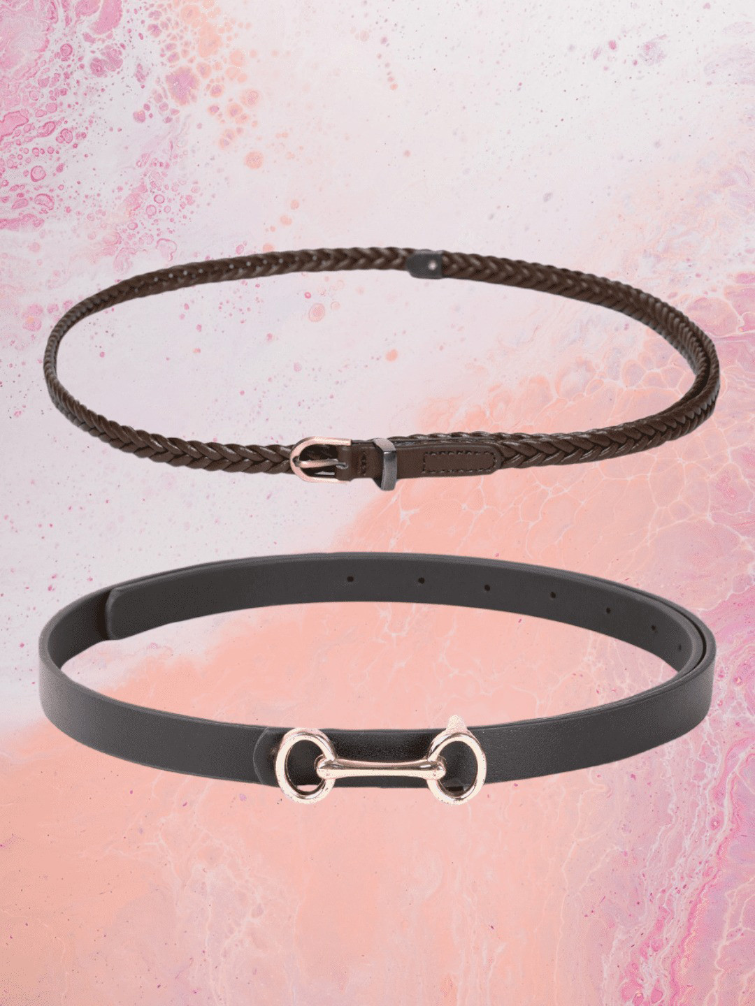 Buy CRUSSET Girls Set Of 2 Slim Belts - Belts for Girls 23677154 | Myntra