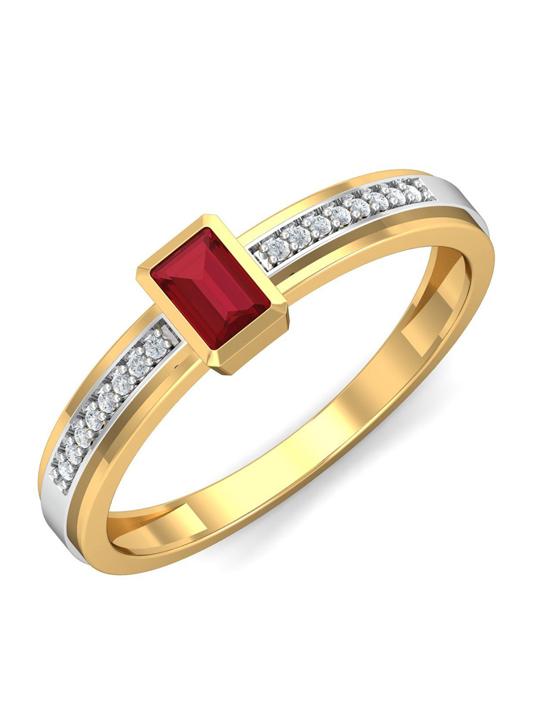 Buy KUBERBOX Leisl 18KT Gold Diamond Studded & Ruby Ring 3.61 Gm - Ring Diamond for Women ...