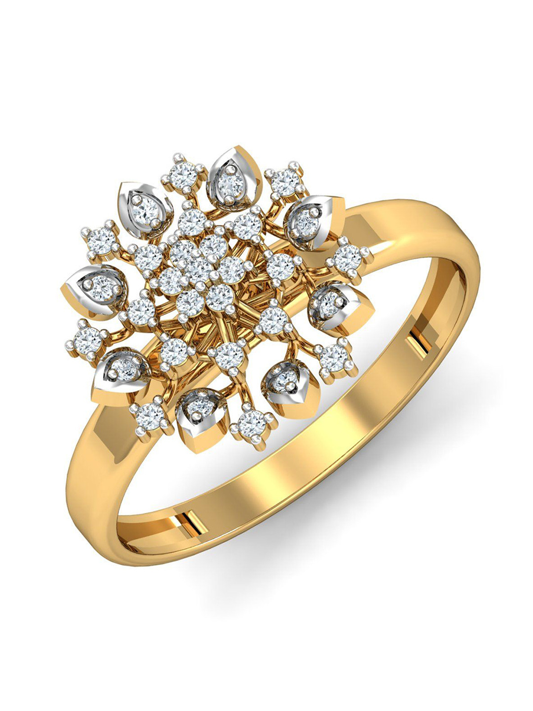 Buy KUBERBOX Yama Cocktail 18KT Gold Diamond Studded Ring 2.2gm - Ring ...