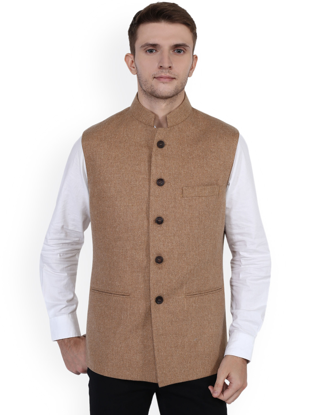 Buy Rhodes Tan Wool Nehru Jacket - Nehru Jackets for Men 2367910 | Myntra