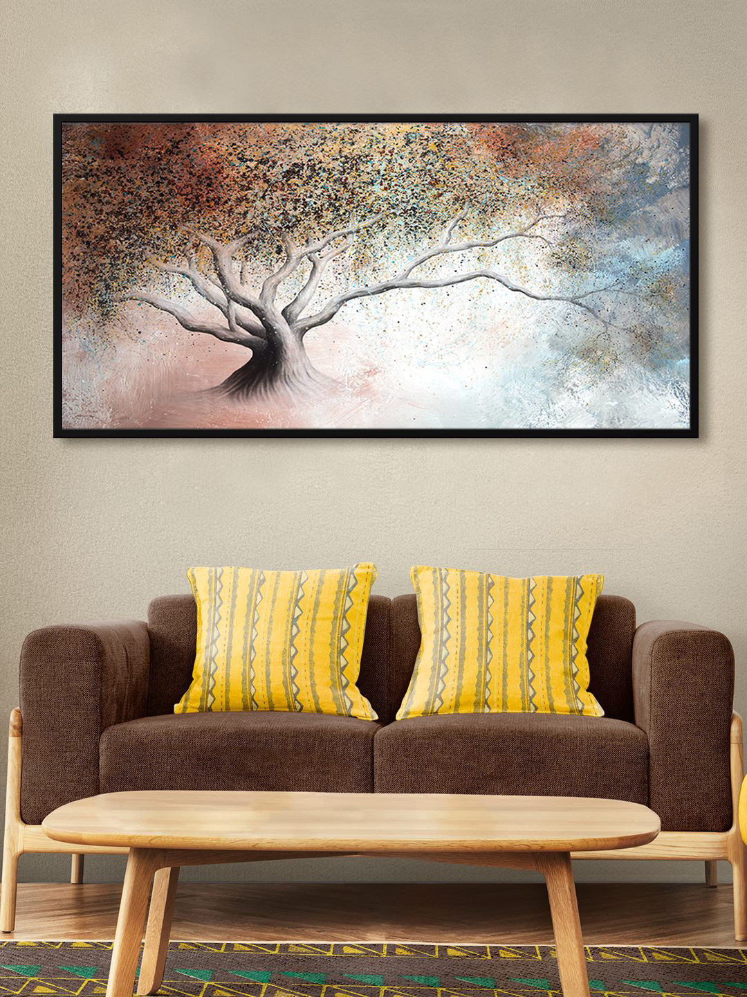 Buy 999Store Grey & Black Abstract Tree Painting Modern Wall Art - Wall ...