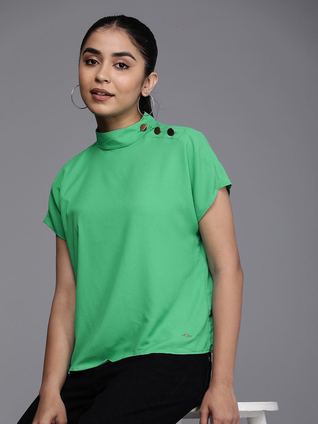 Buy Allen Solly Woman Solid Extended Sleeves Top Tops For Women