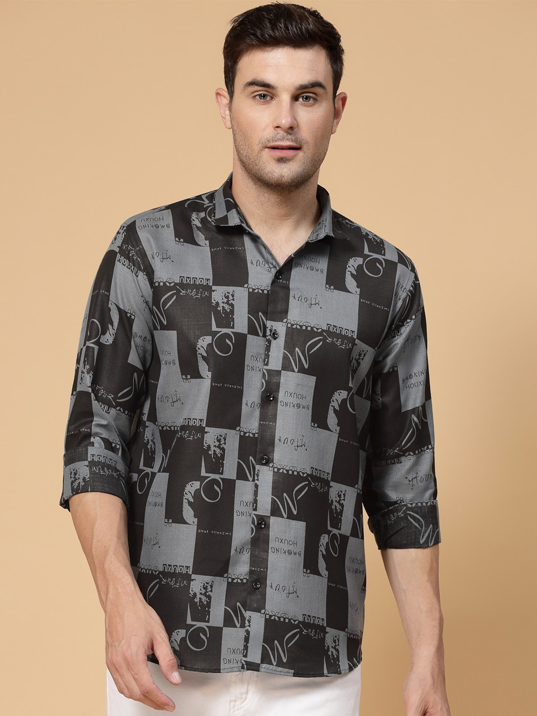 Buy Allan Peter Geometric Printed Cotton Casual Shirt - Shirts for Men ...