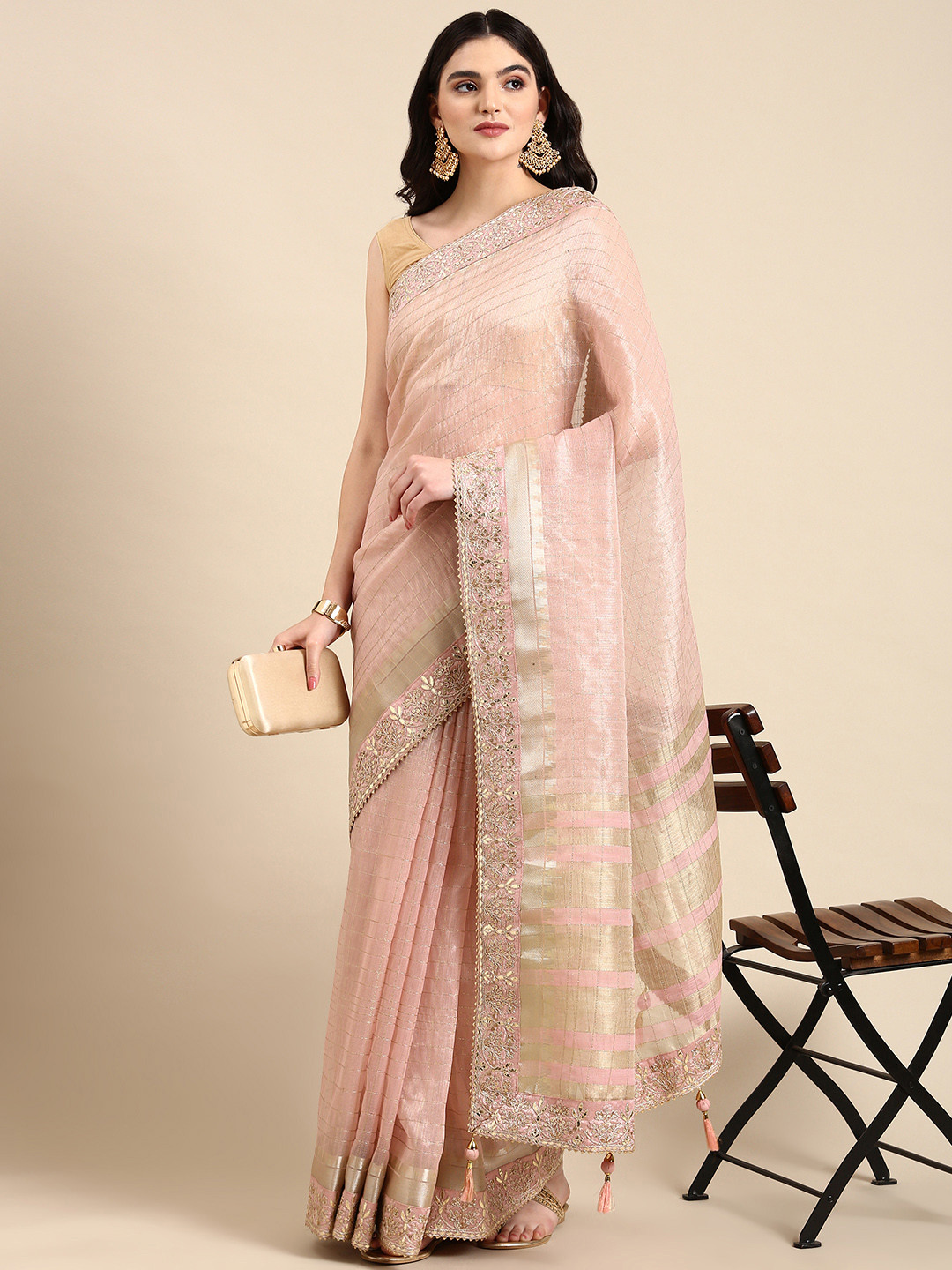 Buy MOHEY Woven Design Sequinned Saree - Sarees for Women 23695474 | Myntra