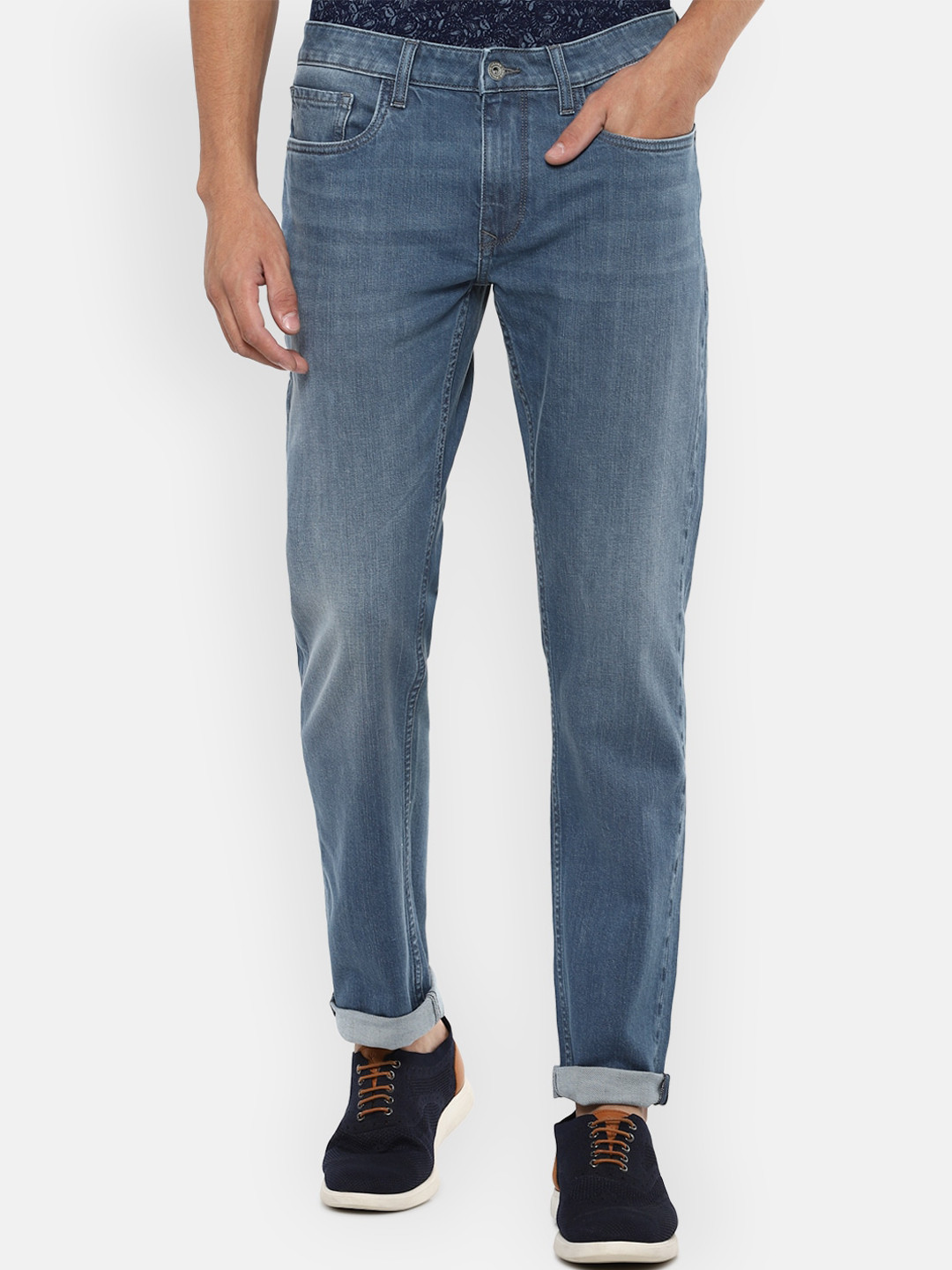 Buy Louis Philippe Jeans Men Mid Rise Clean Look Light Fade Slim Fit ...