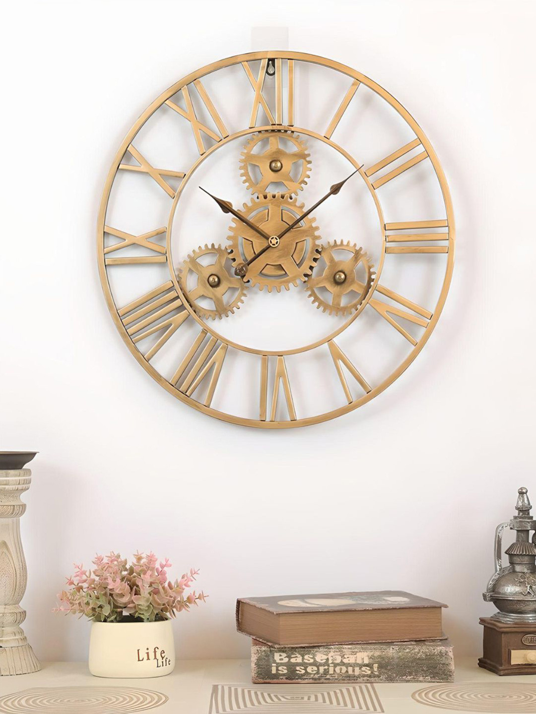 Buy The Art House Gold Toned Textured Analogue Contemporary Wall Clock ...