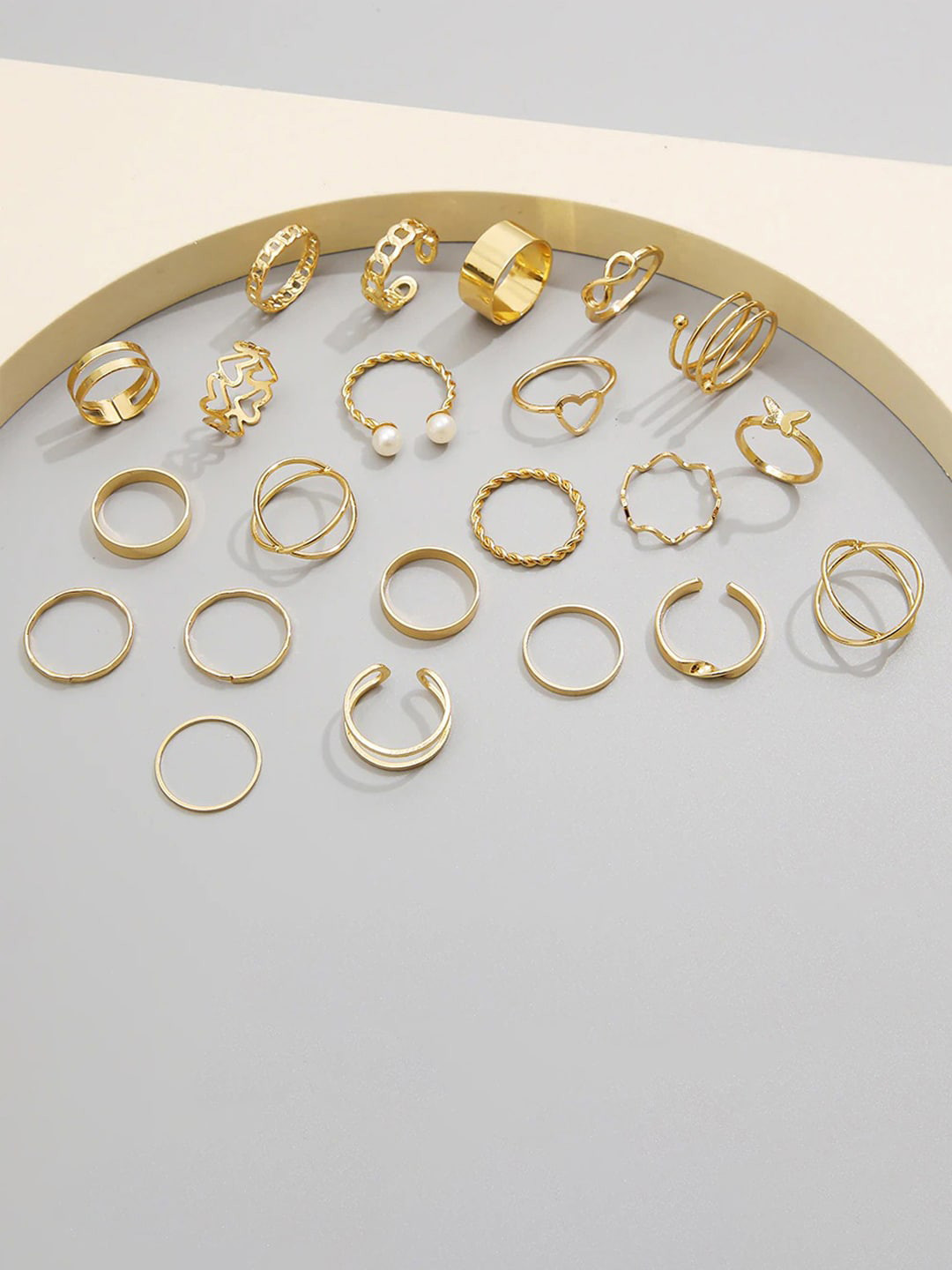 Buy Jewels Galaxy Set Of 23 Gold Plated Finger Rings - Ring for Women ...