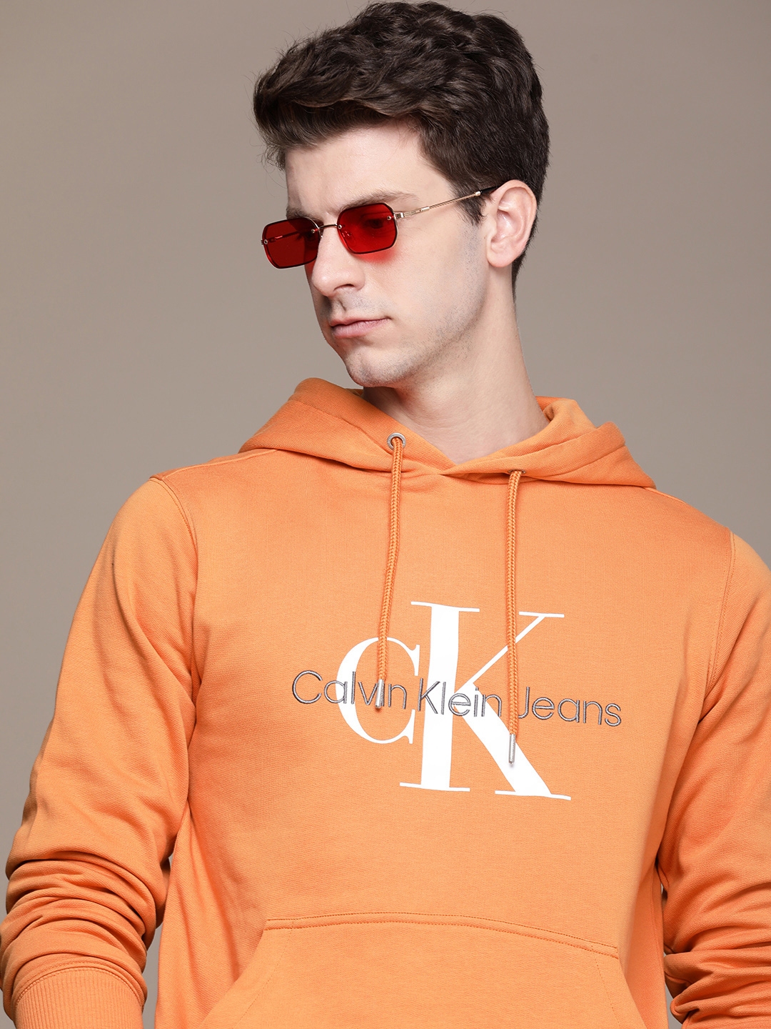 Buy Calvin Klein Jeans Pure Cotton Brand Logo Printed Hooded Sweatshirt