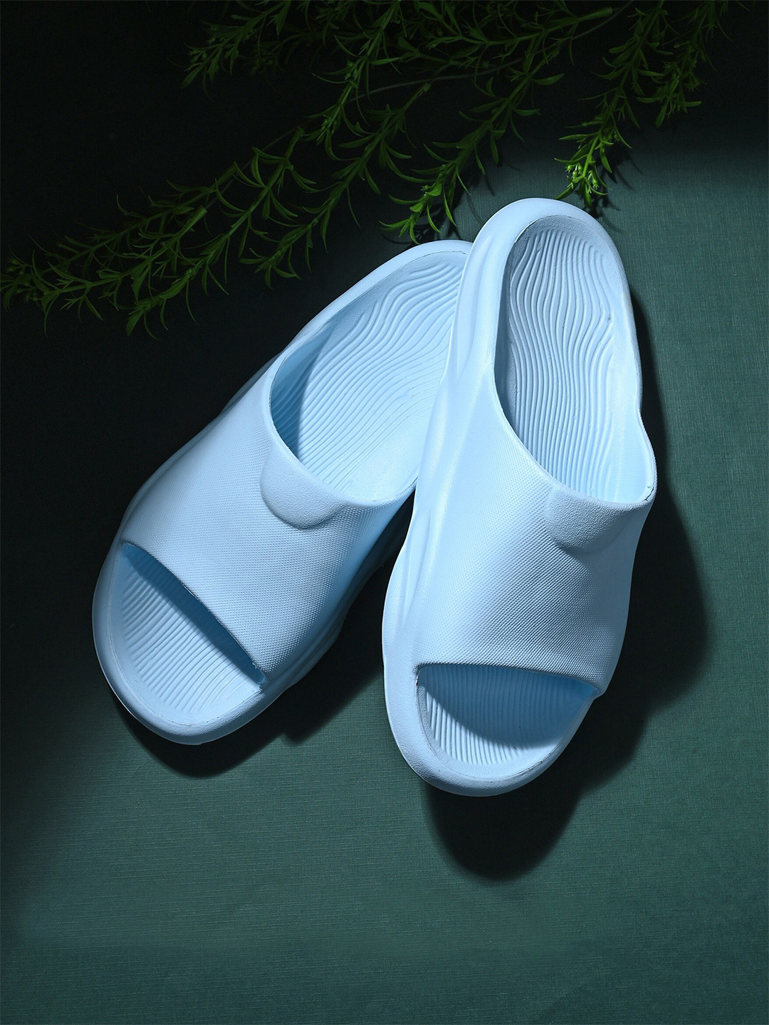 Buy HRX By Hrithik Roshan Men Blue Comfort Fit Rubber Sliders - Flip ...