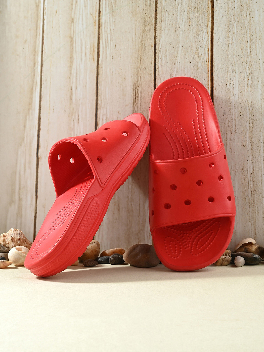 Buy HRX By Hrithik Roshan Men Red Comfort Fit Rubber Sliders - Flip ...