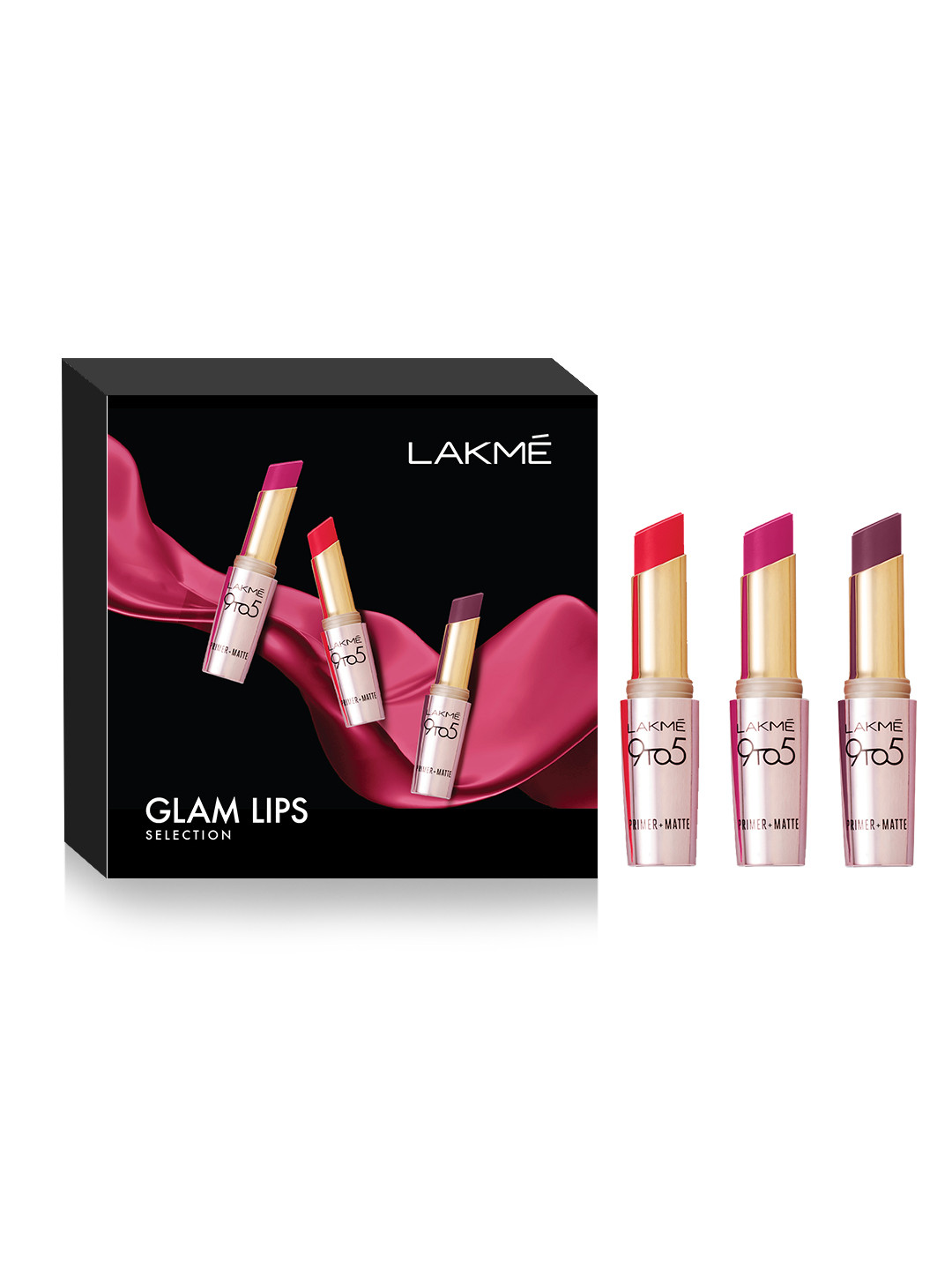 Buy Lakme Glam Lips Selection Set Of 3 9to5 Primer+Matte Lipsticks 3.6 ...