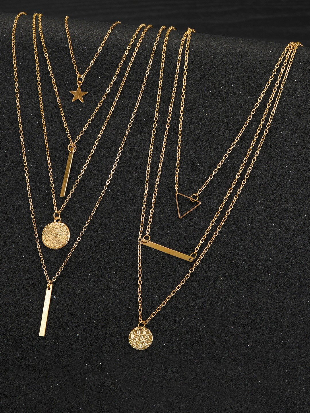 Buy OOMPH Set Of 2 Gold Plated Minimal Layered Necklace - Necklace And ...