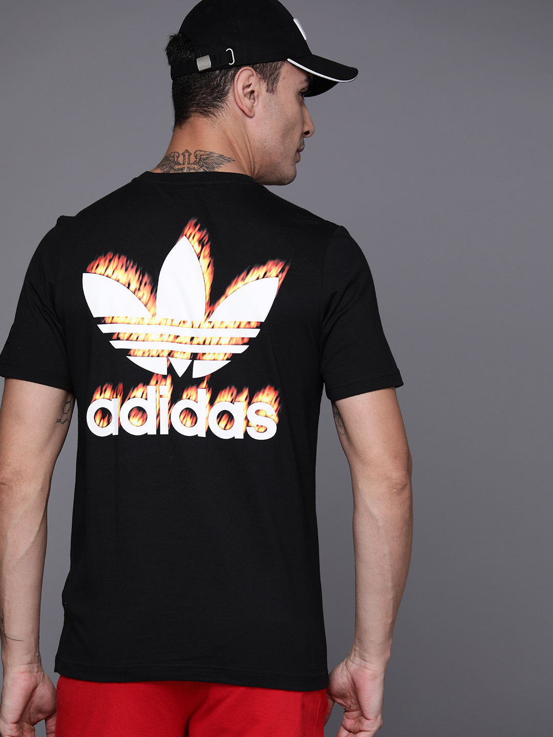 Buy ADIDAS Originals Graphics Fire Trefoil Brand Logo Printed Pure ...