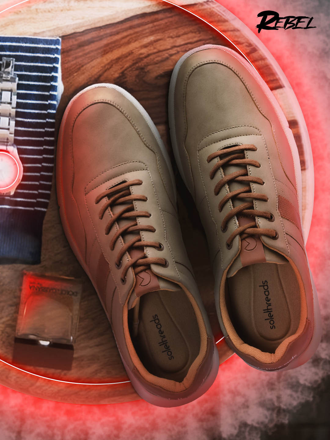 Buy SOLETHREADS REBEL Men Colourblocked Memory Foam Contrast Sole Lace ...