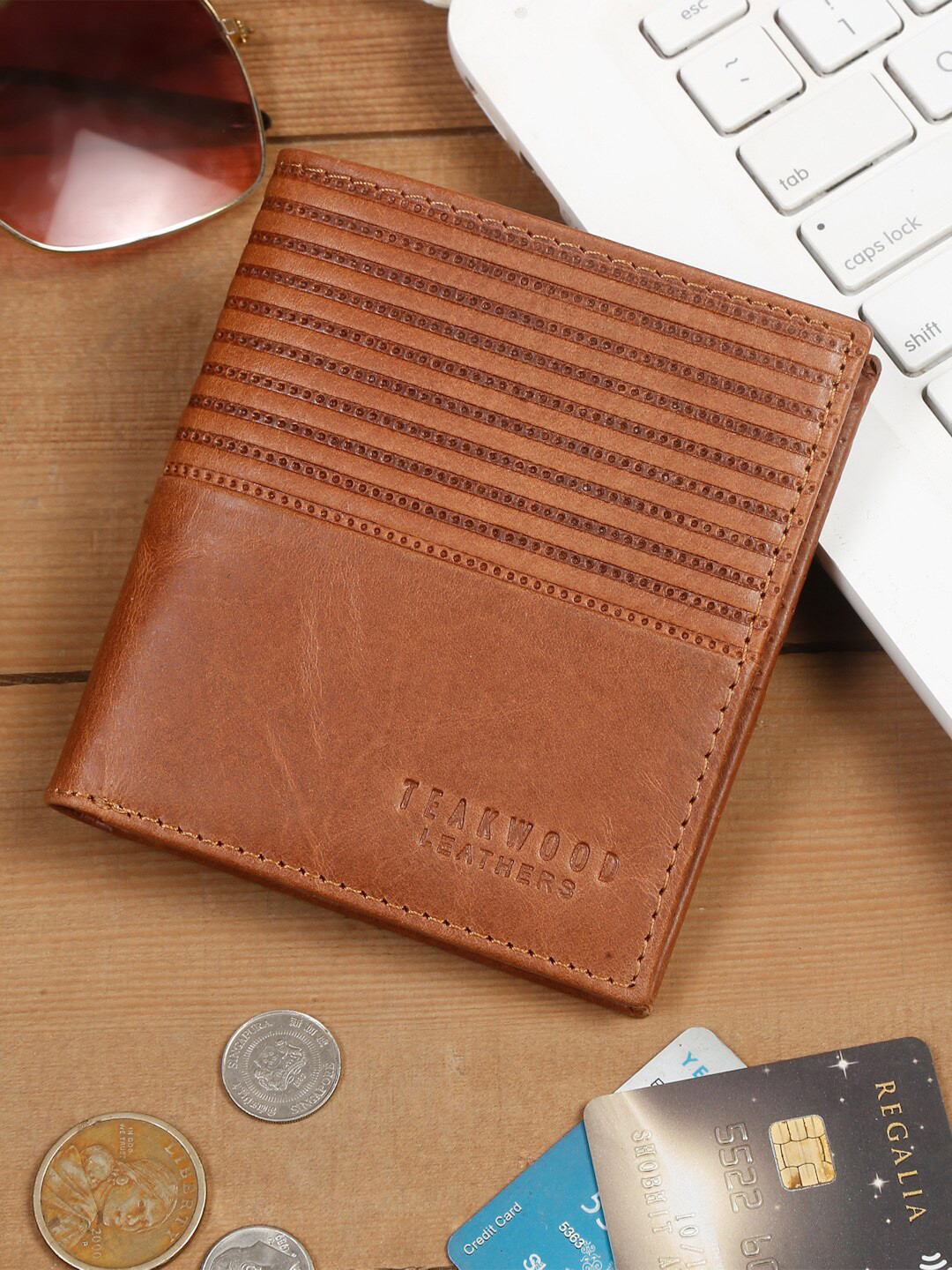 Buy Teakwood Leathers Men Textured RFID Leather Two Fold Wallet ...