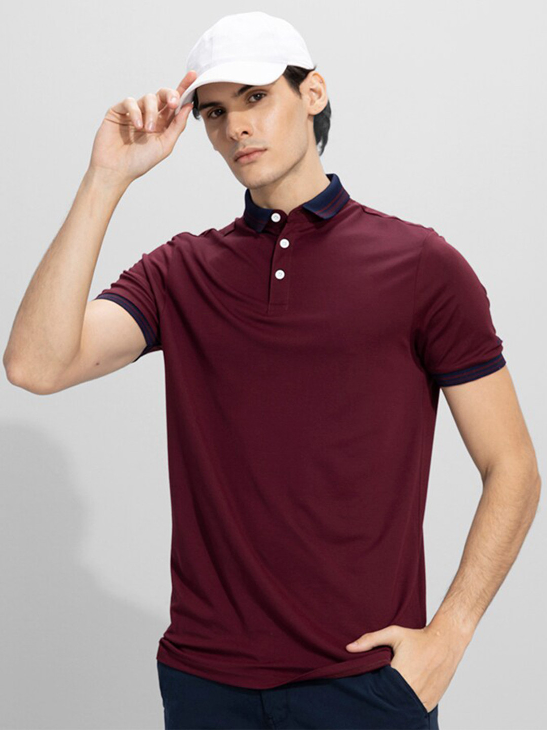 Buy Snitch Maroon Polo Collar Slim Fit T Shirt - Tshirts for Men ...
