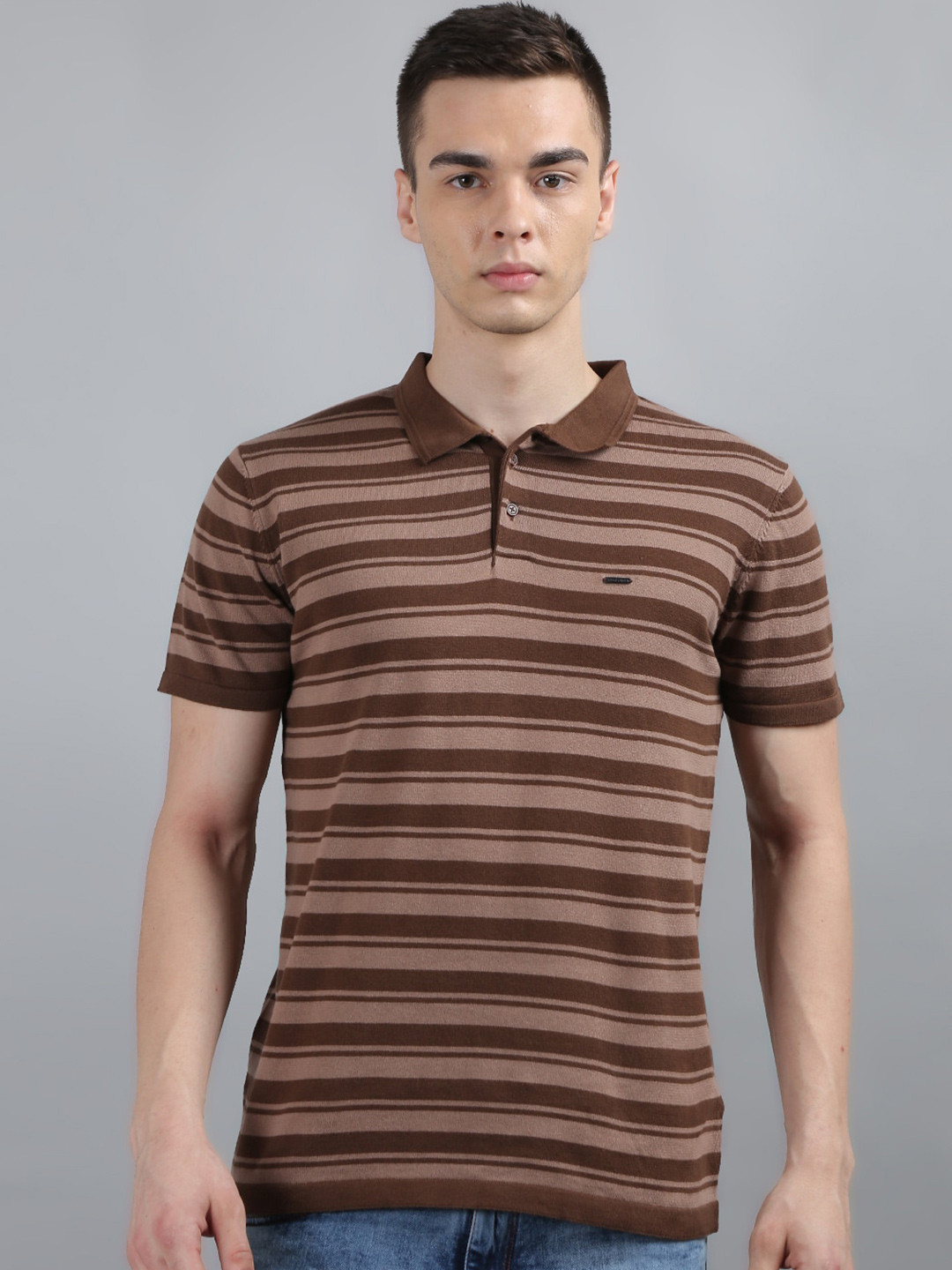 Buy TIM PARIS Striped Polo Collar Pure Cotton T Shirt - Tshirts for Men ...