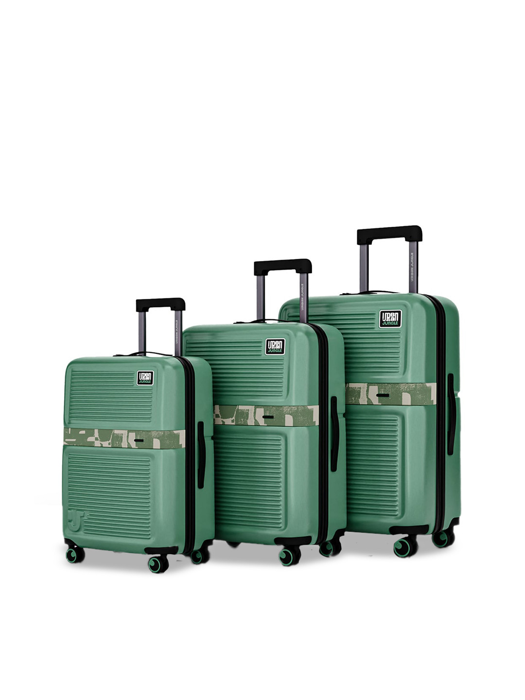 Buy Urban Jungle Set Of 3 Olive Green Hard Luggage Trolley - Trolley ...