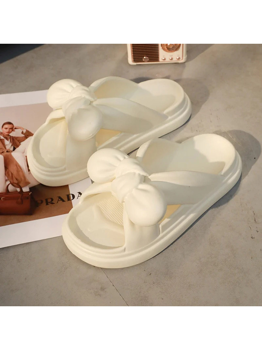 Buy CASSIEY Women Lightweight Croslite Sliders With Bowknot - Flip ...