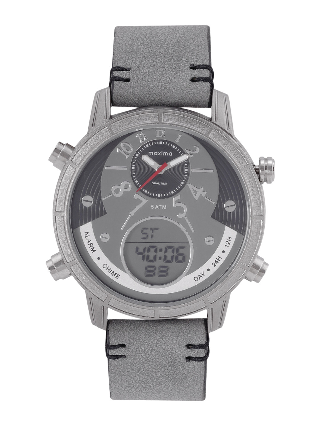 Buy Maxima Men Patterned Dial Leather Straps Analogue & Digital Multi ...