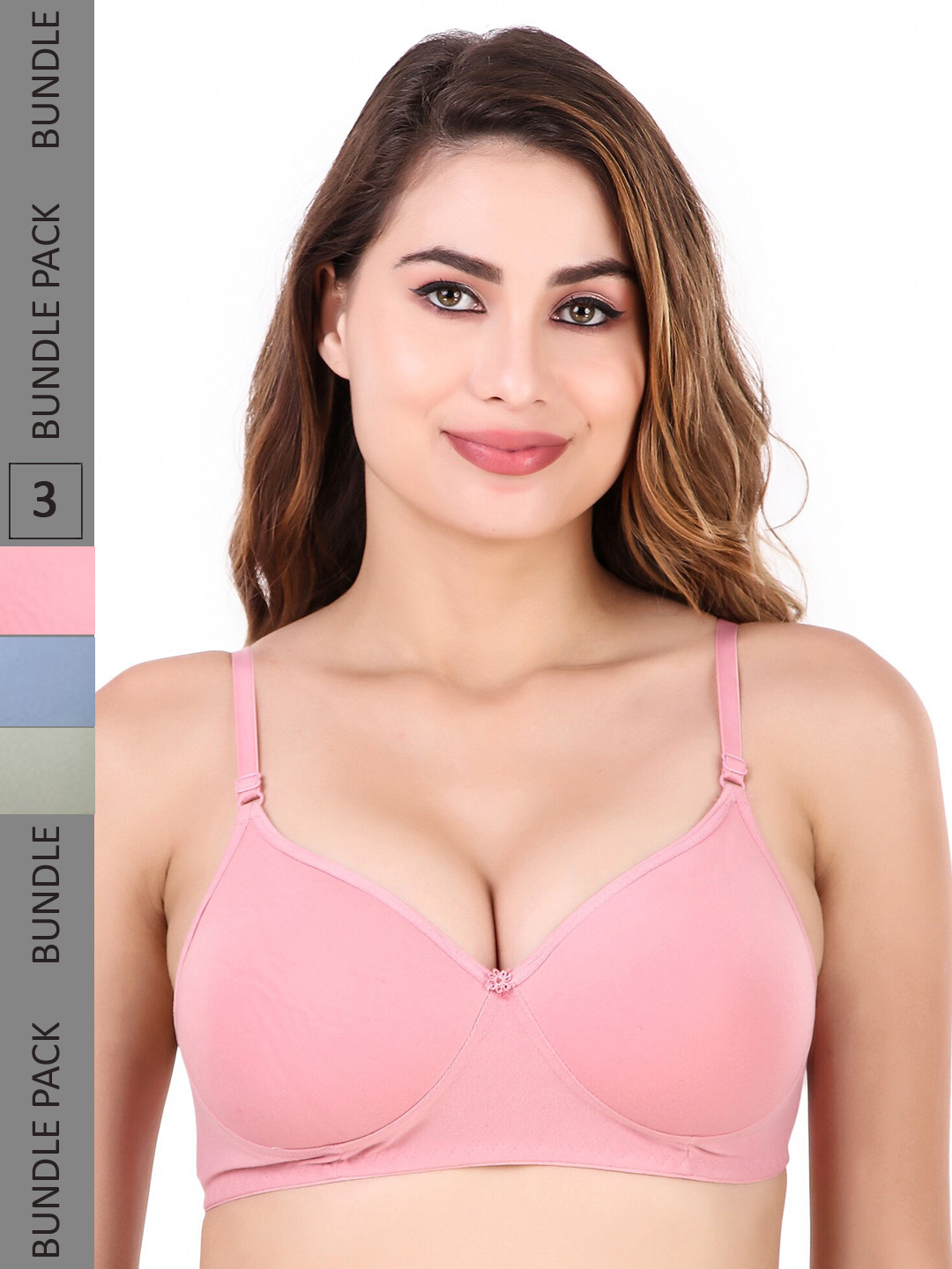 Buy Piylu Pack Of 3 Full Coverage Heavily Padded Seamless Cotton Bra All Day Comfort - Bra for ...