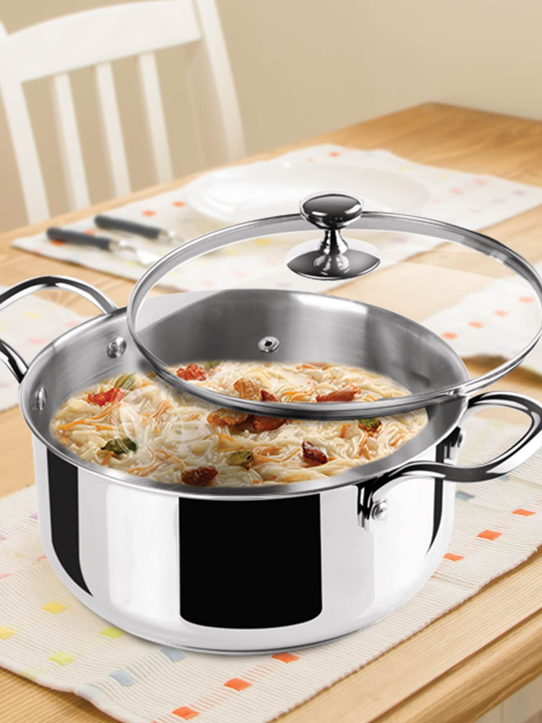 Buy Milton Pro Cook Stainless Steel Induction Safe Casserole With Glass ...