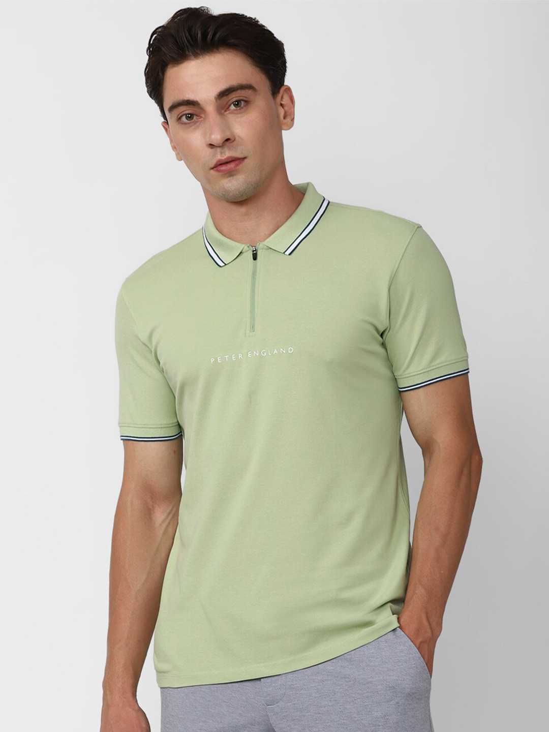 Buy Peter England Polo Collar Slim Fit T Shirt - Tshirts for Men ...