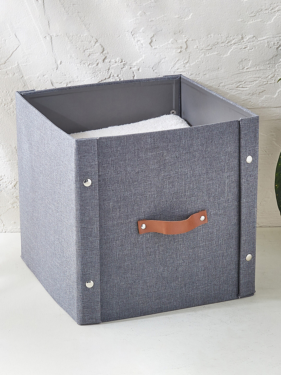 Buy Home Centre Regan Grey Self Design Fabric Organiser - Organisers ...