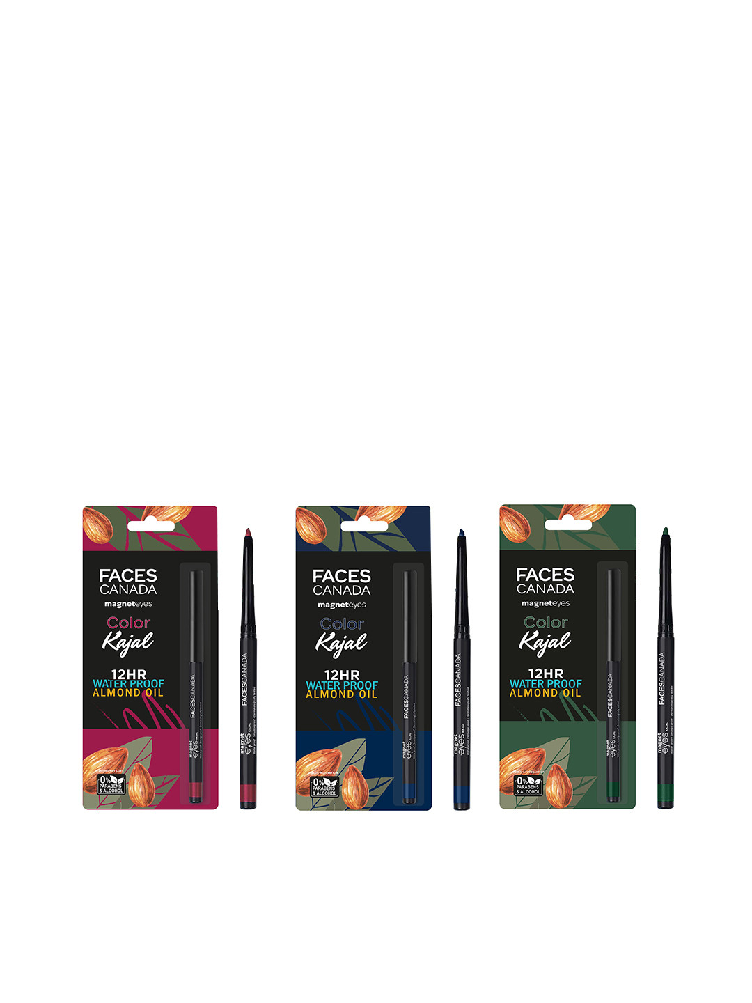 Buy FACES CANADA Set Of 3 Magneteyes Waterproof Color Kajal - Kajal for ...