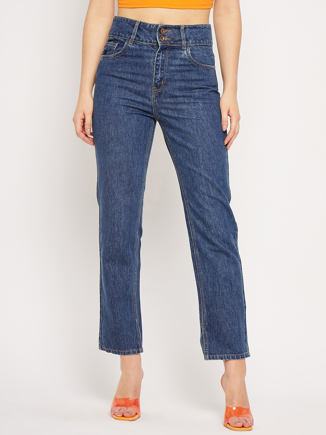 Buy CAMLA Women Cotton Clean Look Straight Fit Cropped Jeans - Jeans ...