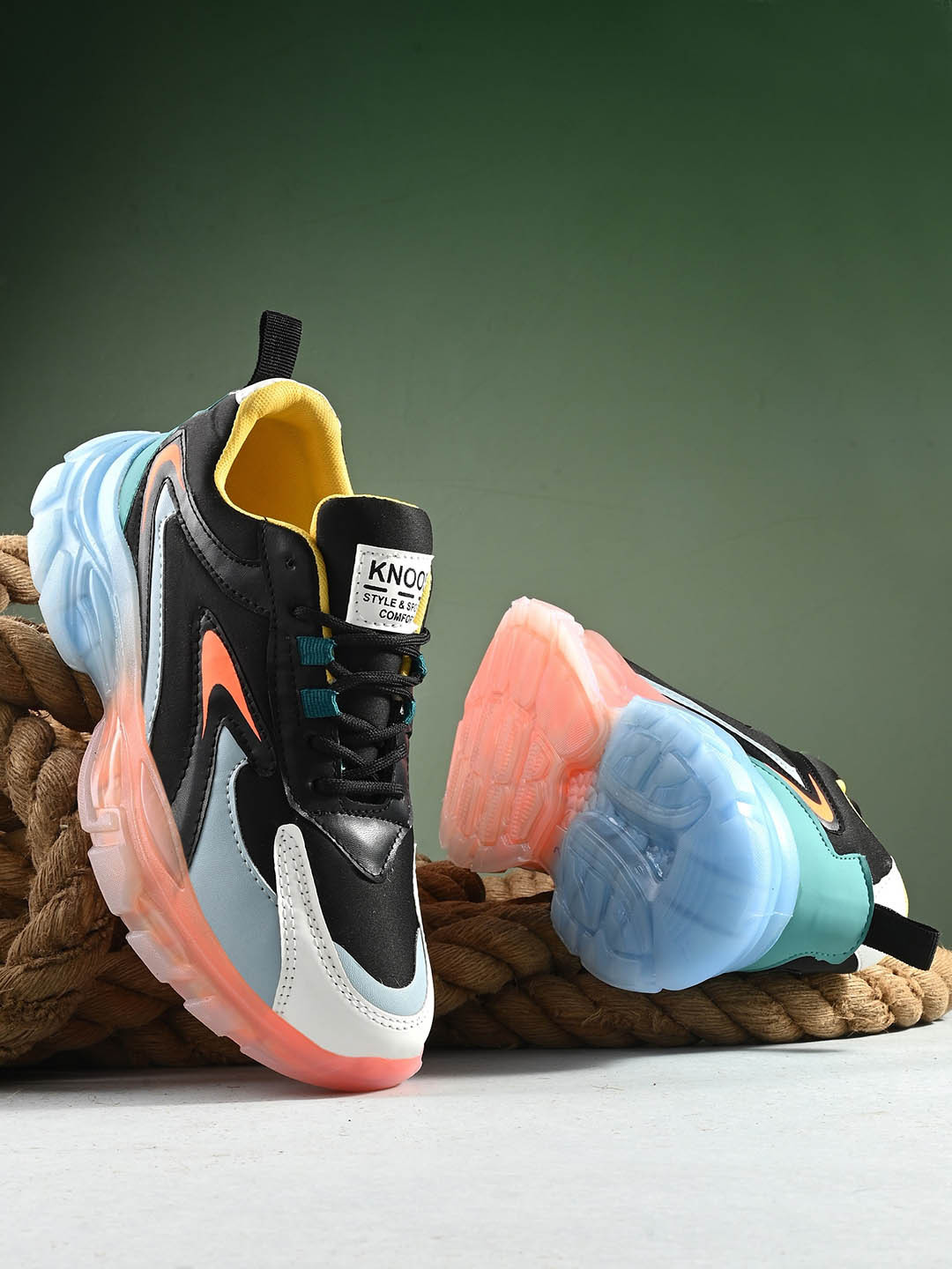 Buy Knoos Men Colourblocked Lightweight Comfort Insole Mesh Contrast ...