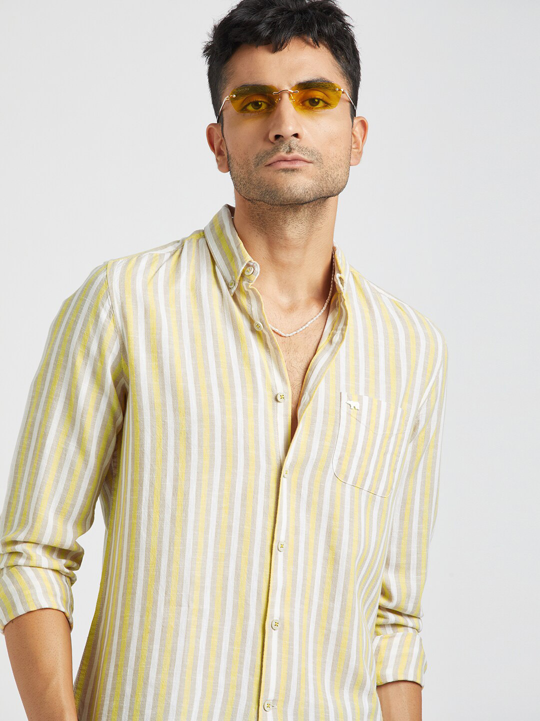 Buy THE BEAR HOUSE Striped Cotton Slim Fit Opaque Casual Shirt - Shirts ...