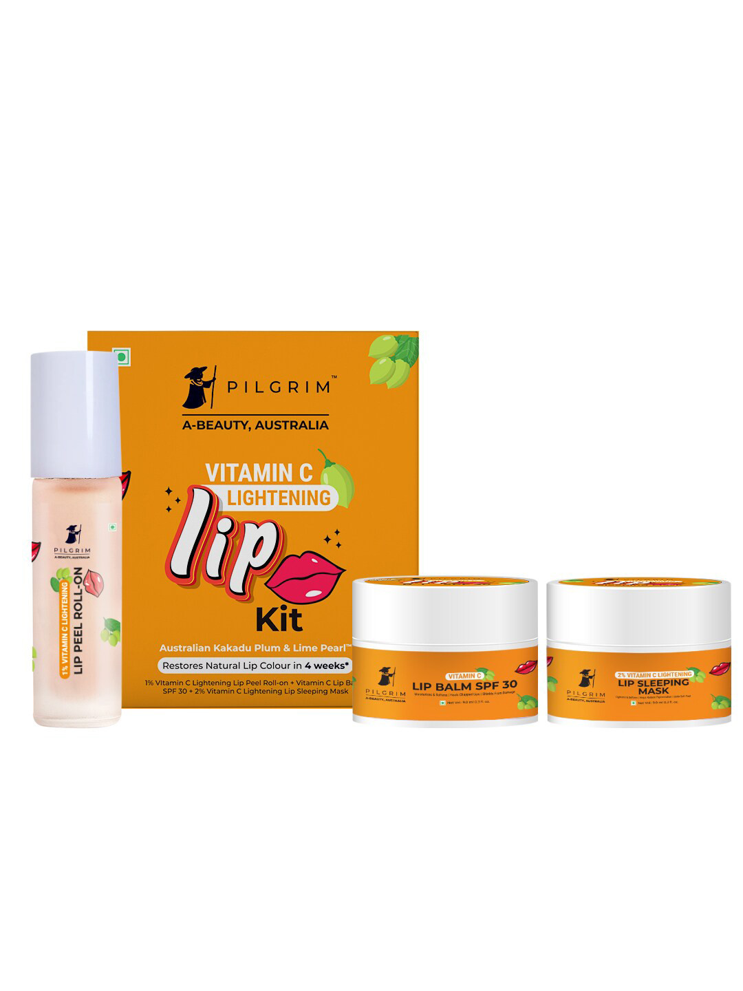 Buy Pilgrim Vitamin C Lip Lightening Kit With Kakadu Plum & Lime Pearl ...