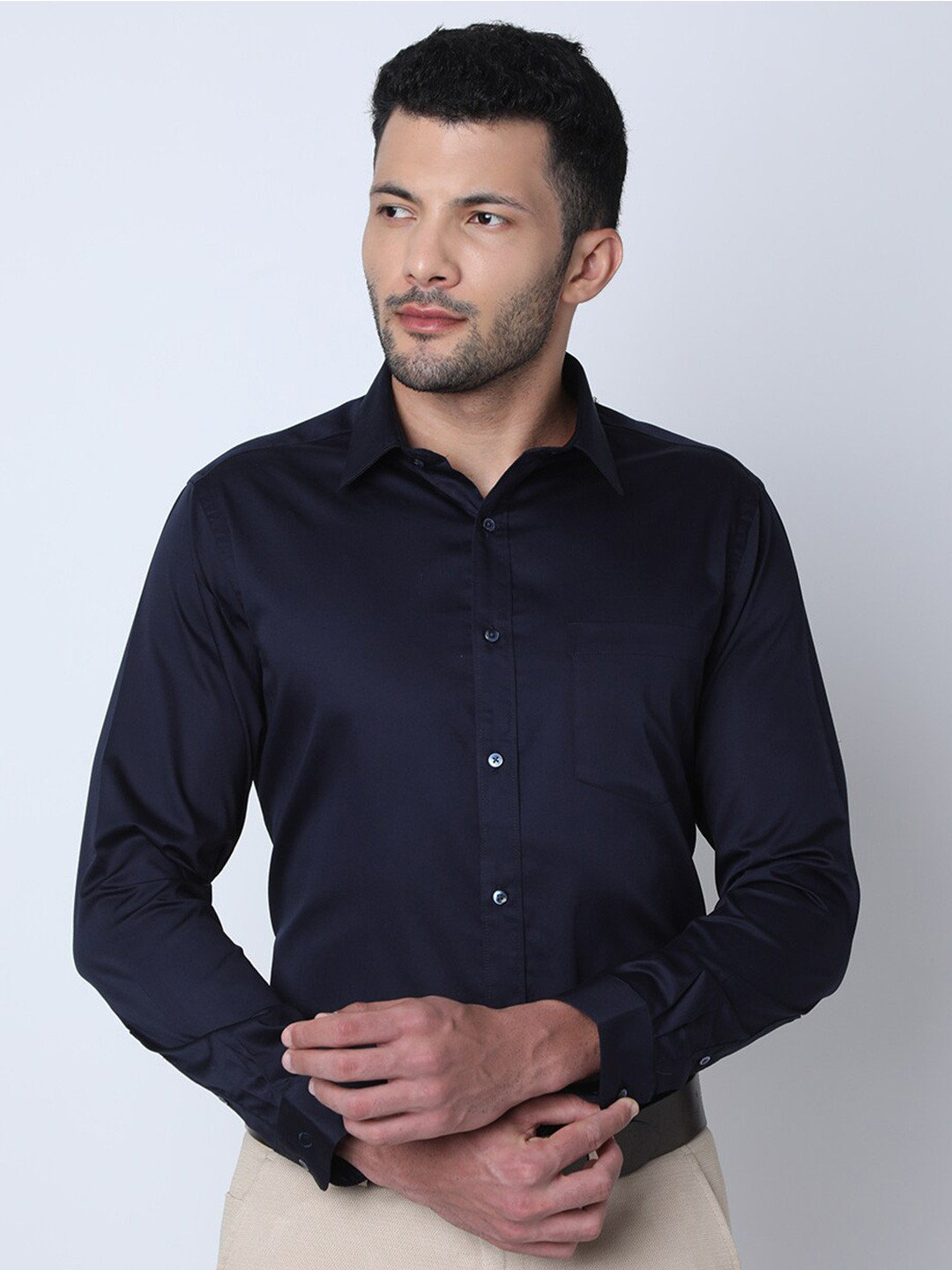 Buy Oxemberg Classic Slim Fit Spread Collar Cotton Formal Shirt ...