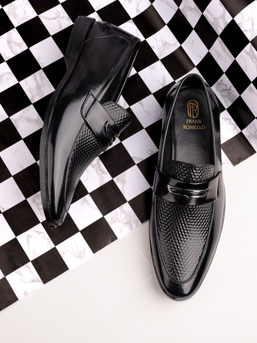 Buy FRANKROMELLO Men Textured Slip On Formal Loafers - Formal Shoes for ...