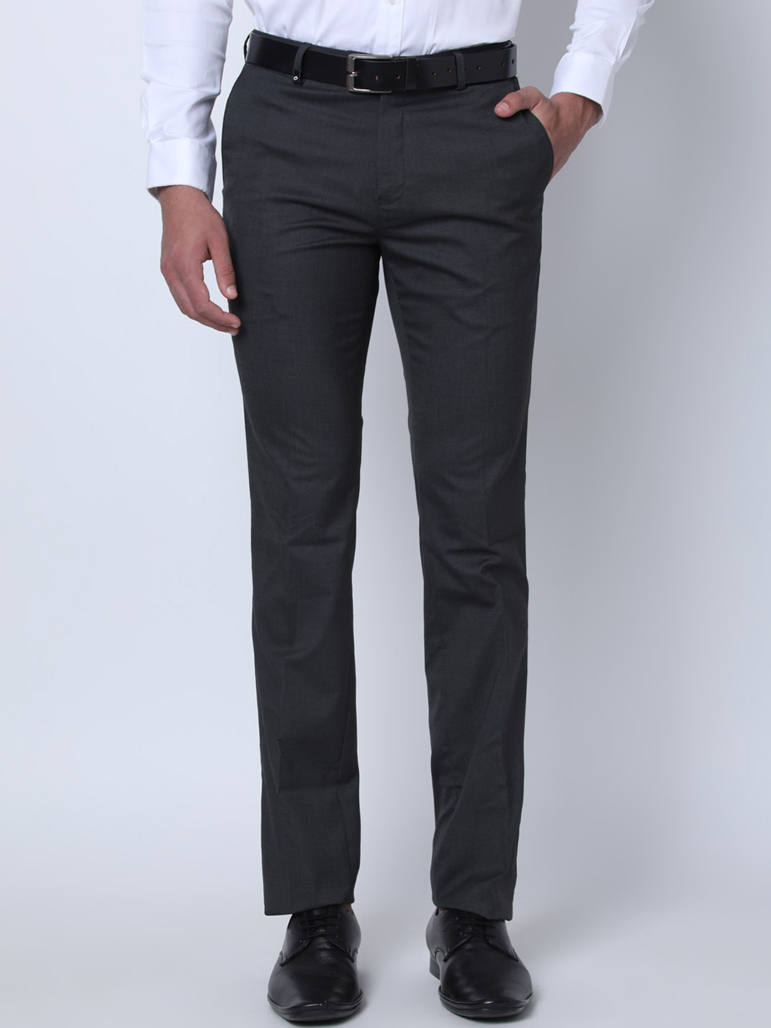 Buy Oxemberg Men Slim Fit Mid Rise Formal Trousers - Trousers for Men ...