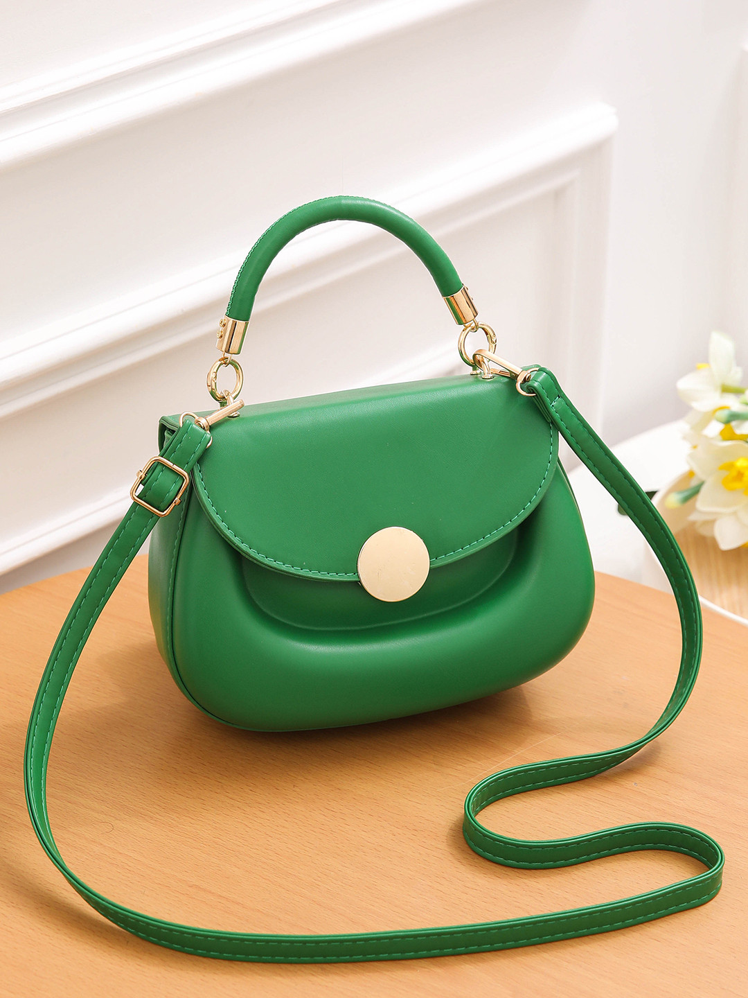 Buy Diva Dale Green PU Structured Sling Bag - Handbags for Women ...