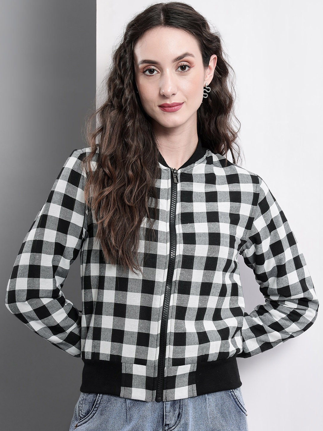 Buy Darzi Cotton Checked Varsity Jacket - Jackets for Women 23753062 ...