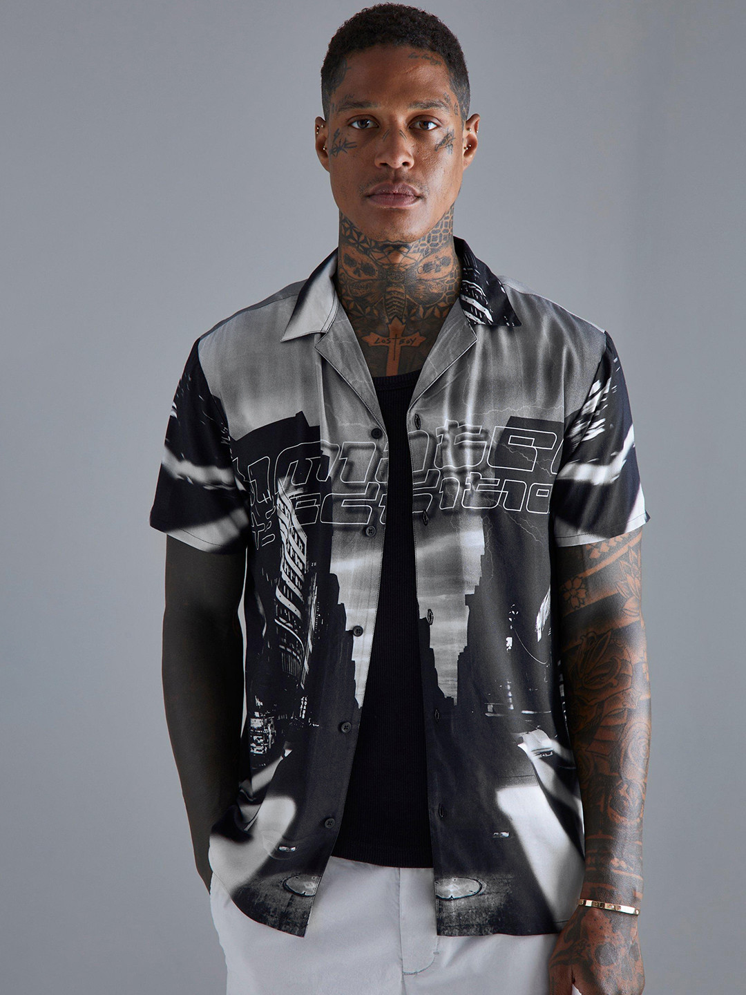 Buy BoohooMAN Graphic Printed Cuban Collar Casual Shirt - Shirts for ...