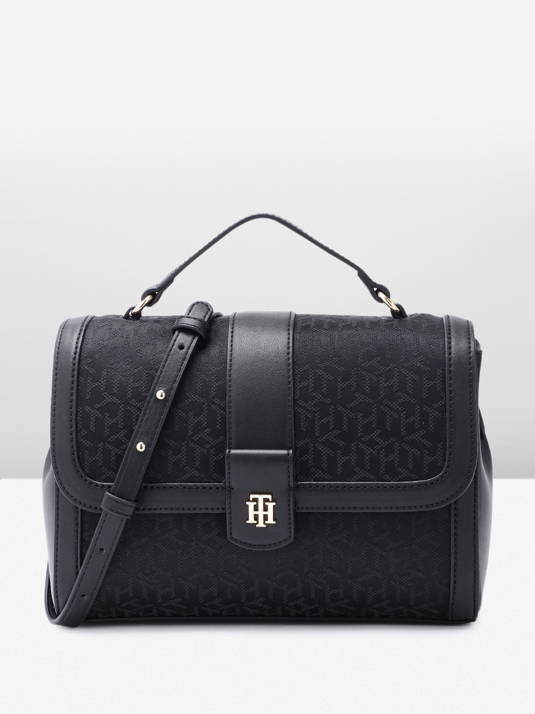Buy Tommy Hilfiger Self Brand Logo Design Structured Satchel - Handbags ...