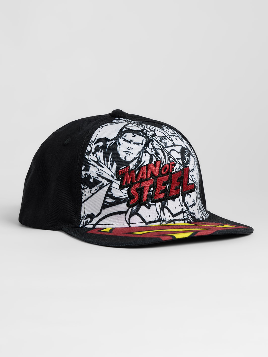 Buy The Souled Store Men Black & White Printed Pure Cotton Snapback Cap ...