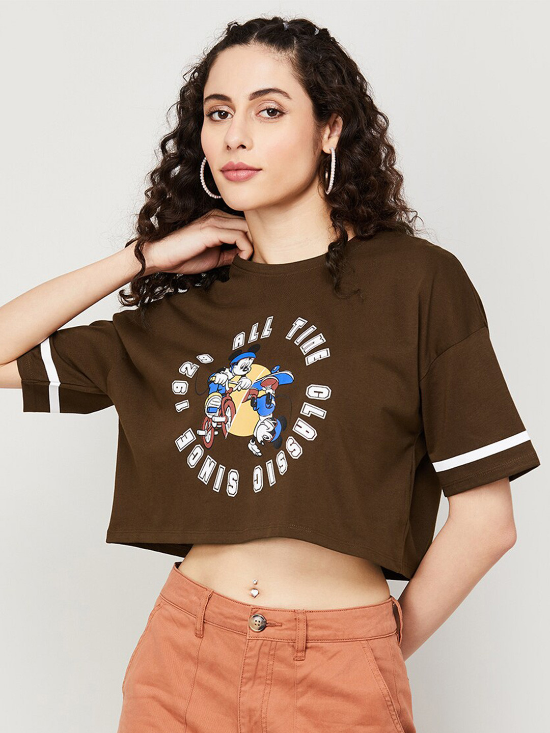 Buy Ginger By Lifestyle Typography Print Cotton Boxy Crop Top - Tops ...