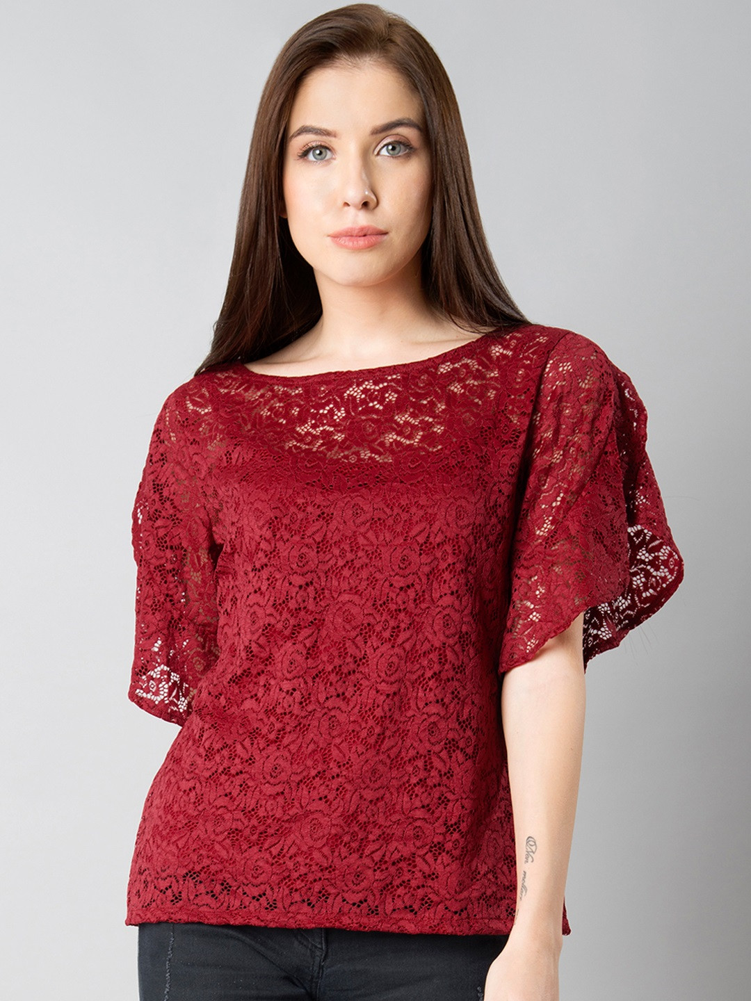 Buy FabAlley Women Maroon Solid Top - Tops for Women 2377513 | Myntra