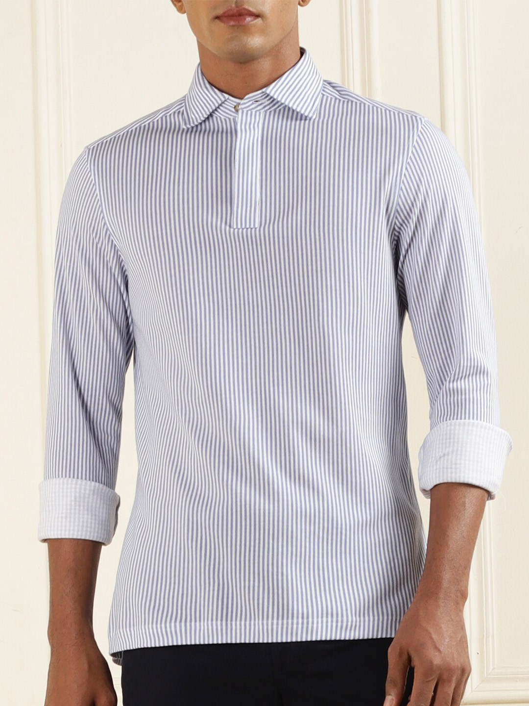 Buy HACKETT LONDON Opaque Striped Half Placket Casual Shirt - Shirts ...