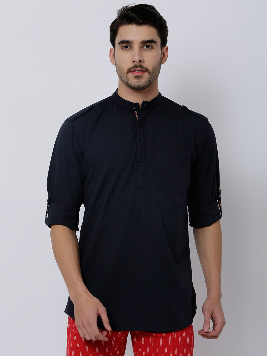 Buy Svanik Men Black Solid Straight Kurta - Kurtas for Men 2377806 | Myntra