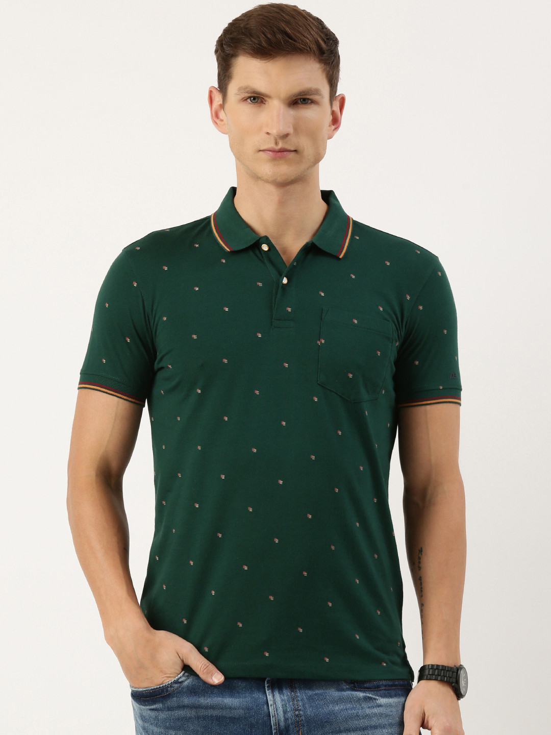 Buy Peter England Men Printed Polo Collar Slim Fit T Shirt - Tshirts ...